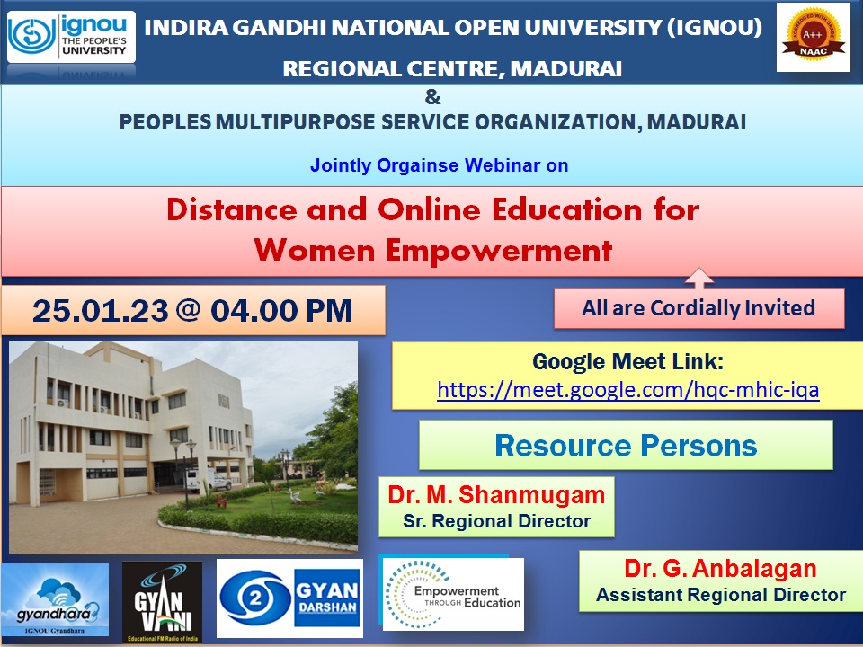 IGNOU-RC-Madurai - News & Events - Latest - Virtual Webinar on the ...